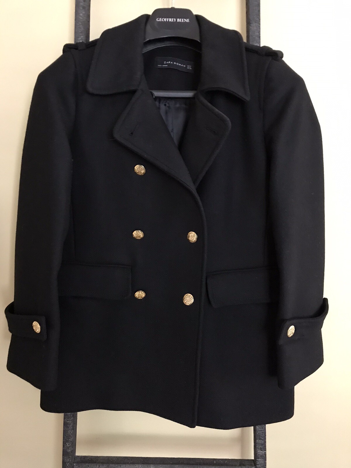 ZARA Woman Military Style 75% Wool Jacket With Golden… - Gem