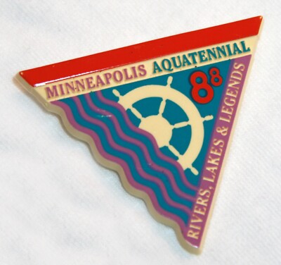 Vintage Minneapolis Aquatennial pin 1988 triangle plastic Rivers Lakes ...
