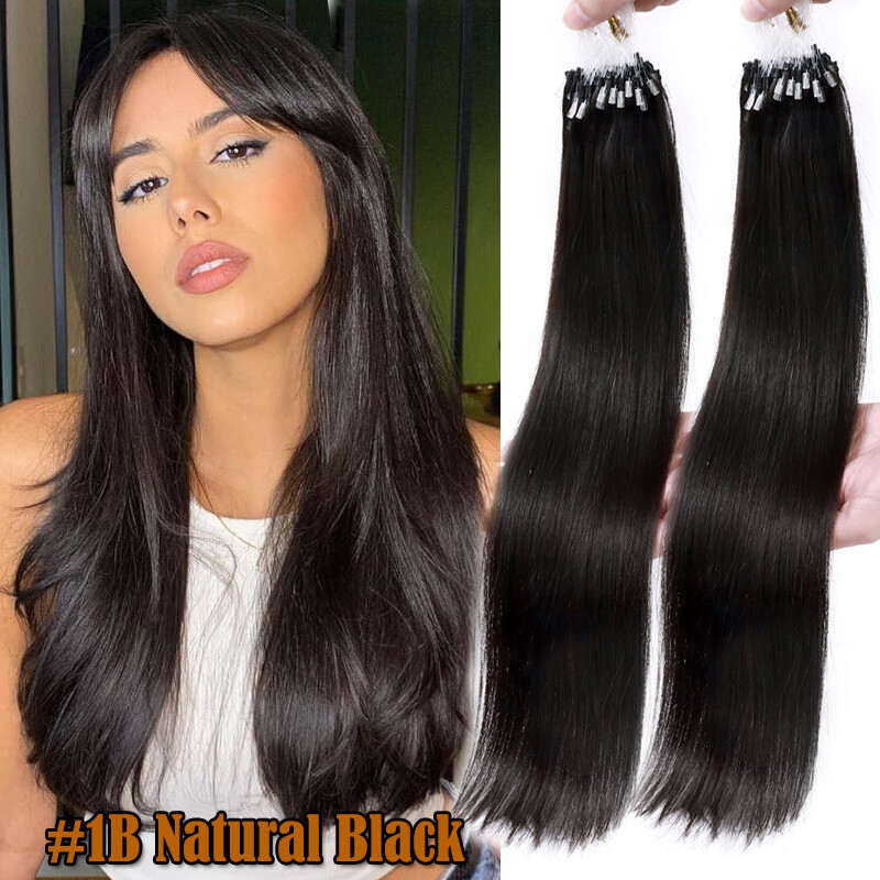 Micro Ring Loop Hair Extensions Micro Beads 100% Real Human Hair Link ...