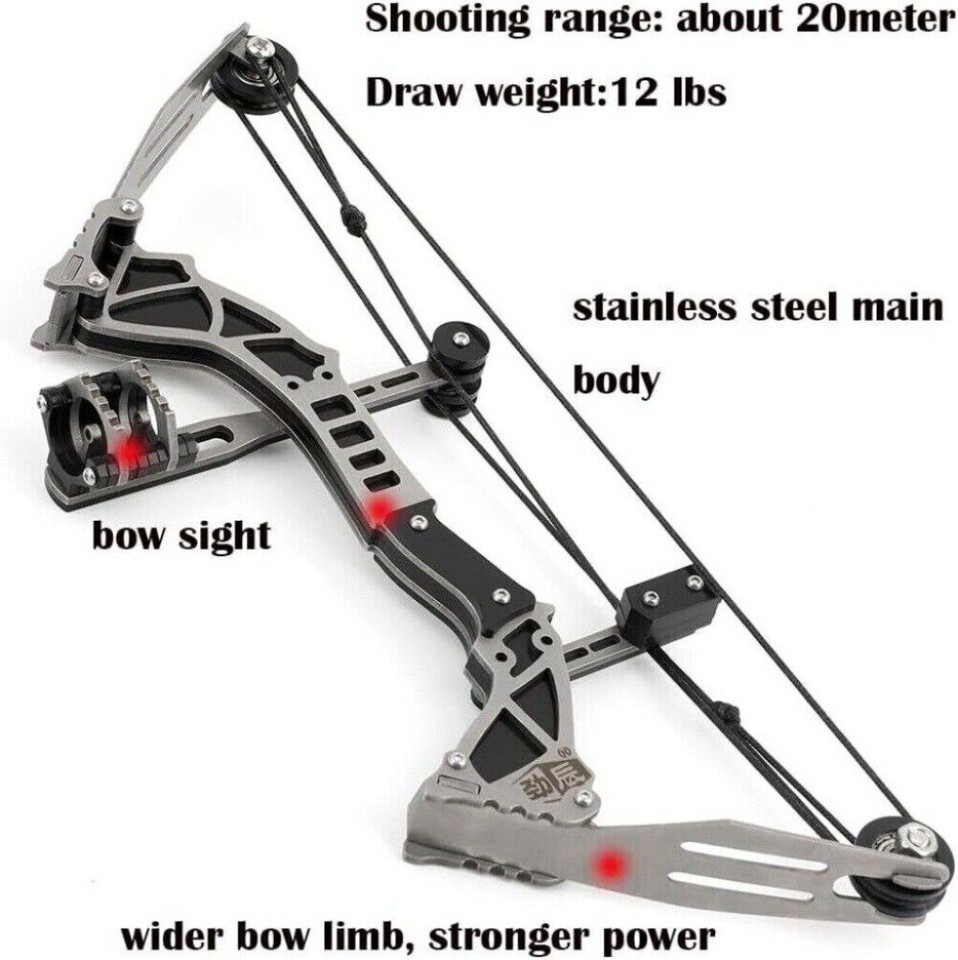 9.5" Mini Compound Bow Arrows Kit Target Shoot Game Pocket Bow Archery ...