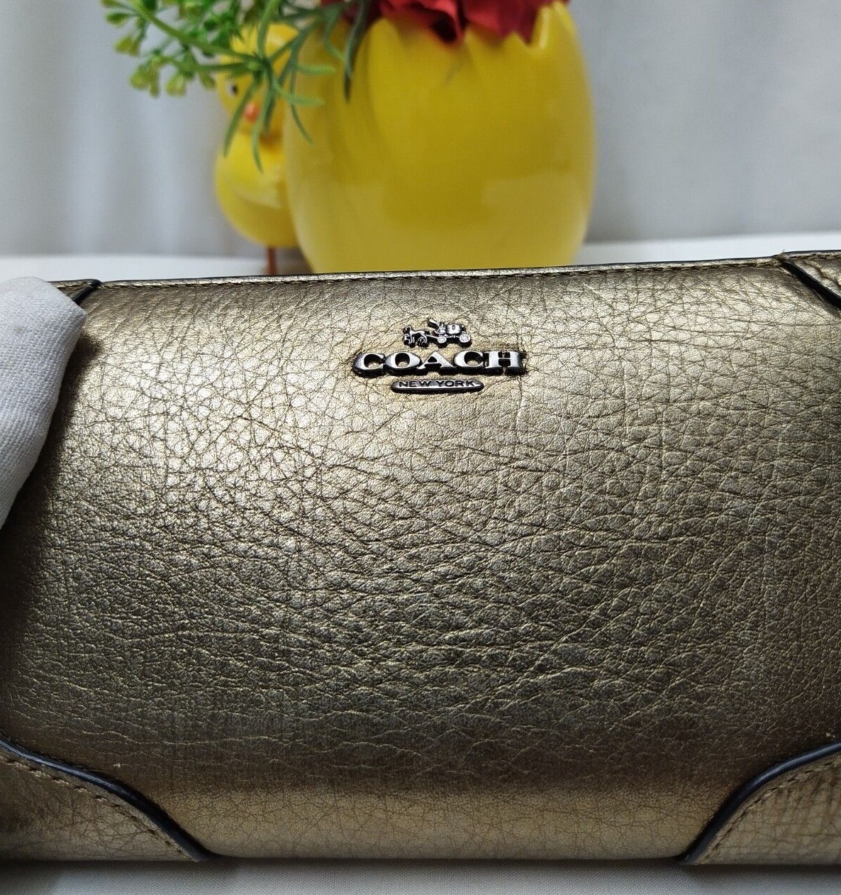 Coach Mercer Metallic Bronze Leather Zip-Around Credi… - Gem