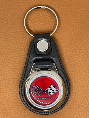 Premium black leather keychain for CORVETTE | eBay