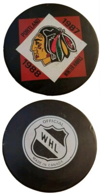 VINTAGE WHL PORTLAND WINTER HAWKS 1988 OFFICIAL SIZE HOCKEY PUCK CANADA ...