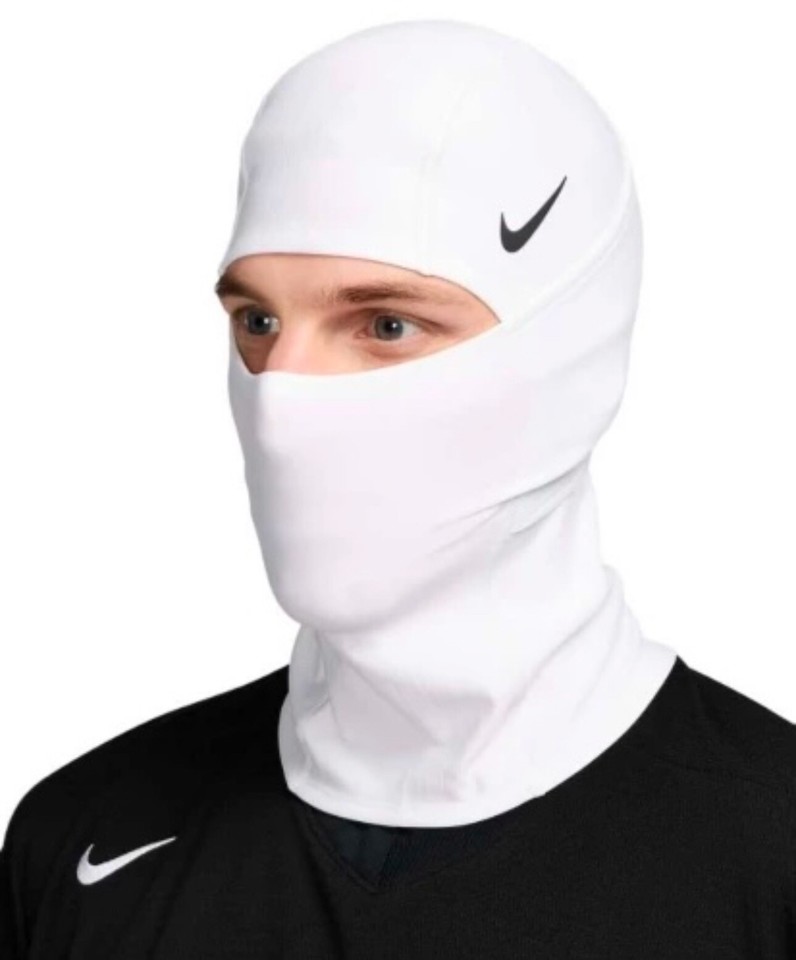 Nike Pro Hyperwarm Hood Therma Fit Unisex White Black Ski Mask Football ...