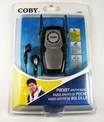 COBY CX83 AM FM Pocket Radio With Mini Stereo Headphones NEW in ...