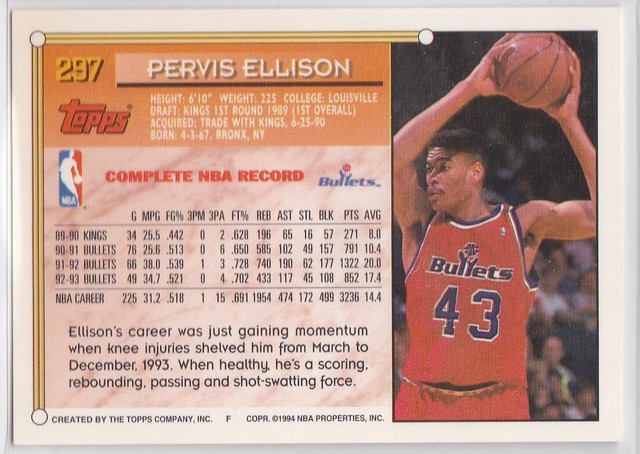 1993-94 Topps - #297 Pervis Ellison for sale online | eBay