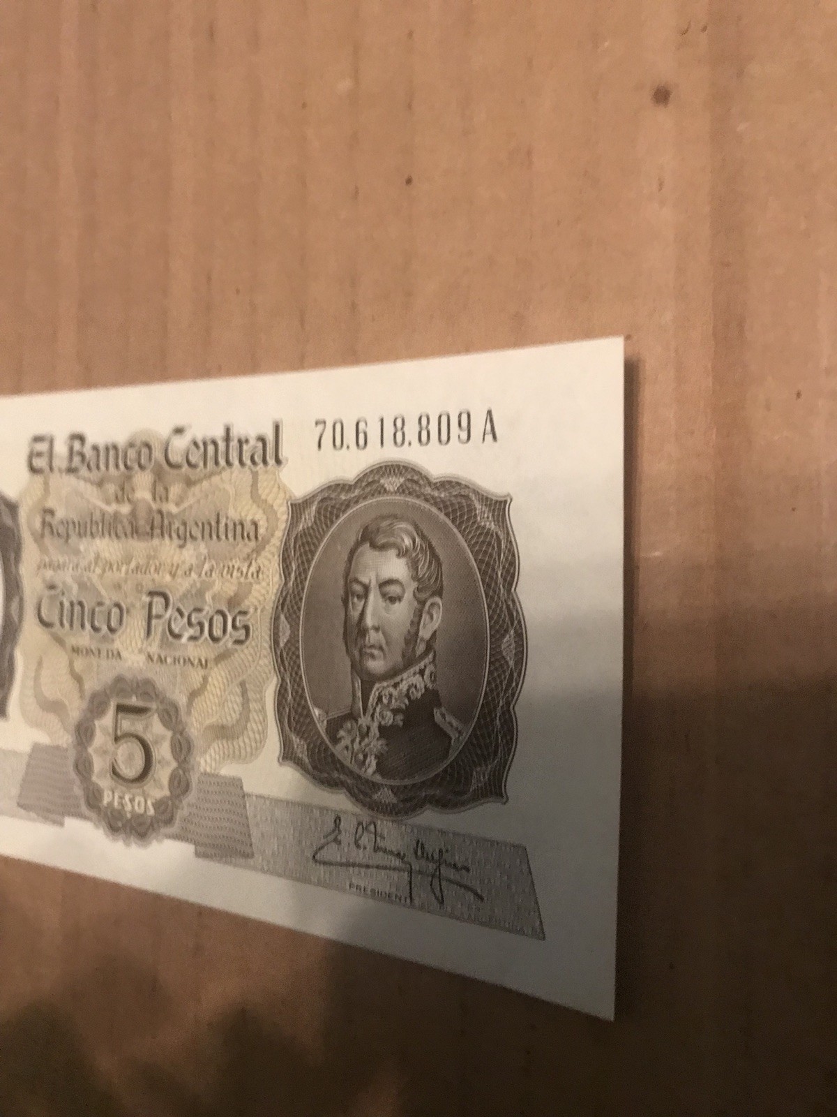 Argentina Cinco Peso Banknote 5 Pesos Banco Central De La Republic ...