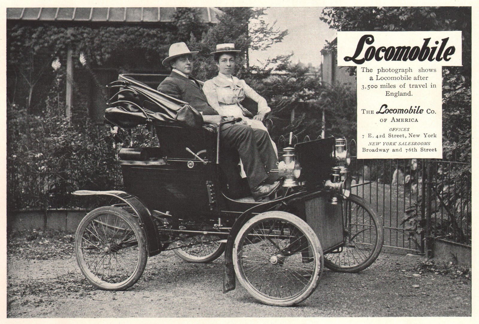Locomobile Automobile Couple Sitting In Car Photo 1902 Antique Print Ad ...