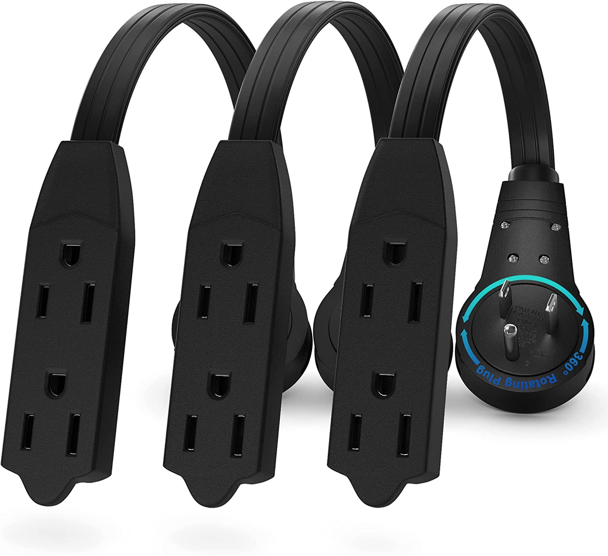 Extension Cord Rotating Plug Smart Plug TROND 360u00b0 Rotating Flat