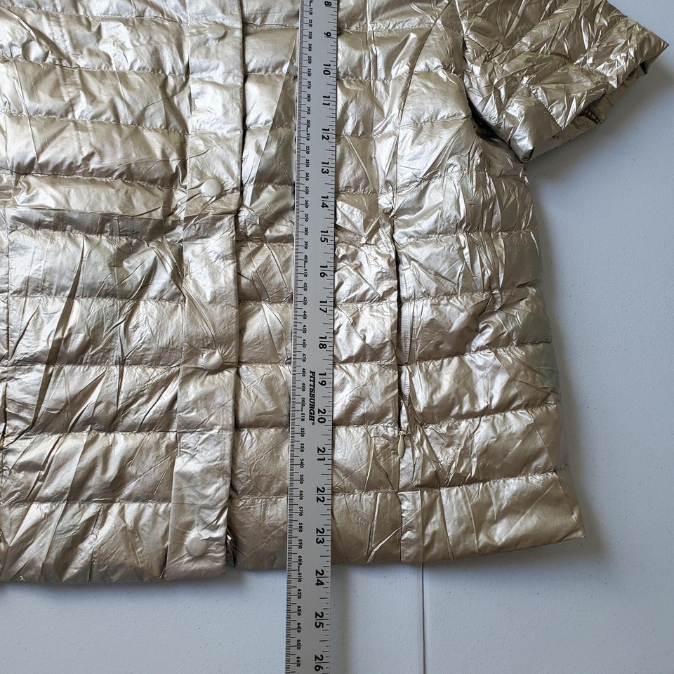 J McLaughlin Jacket Womens Small Metallic Gold Short Sleeve Down Puffer ...