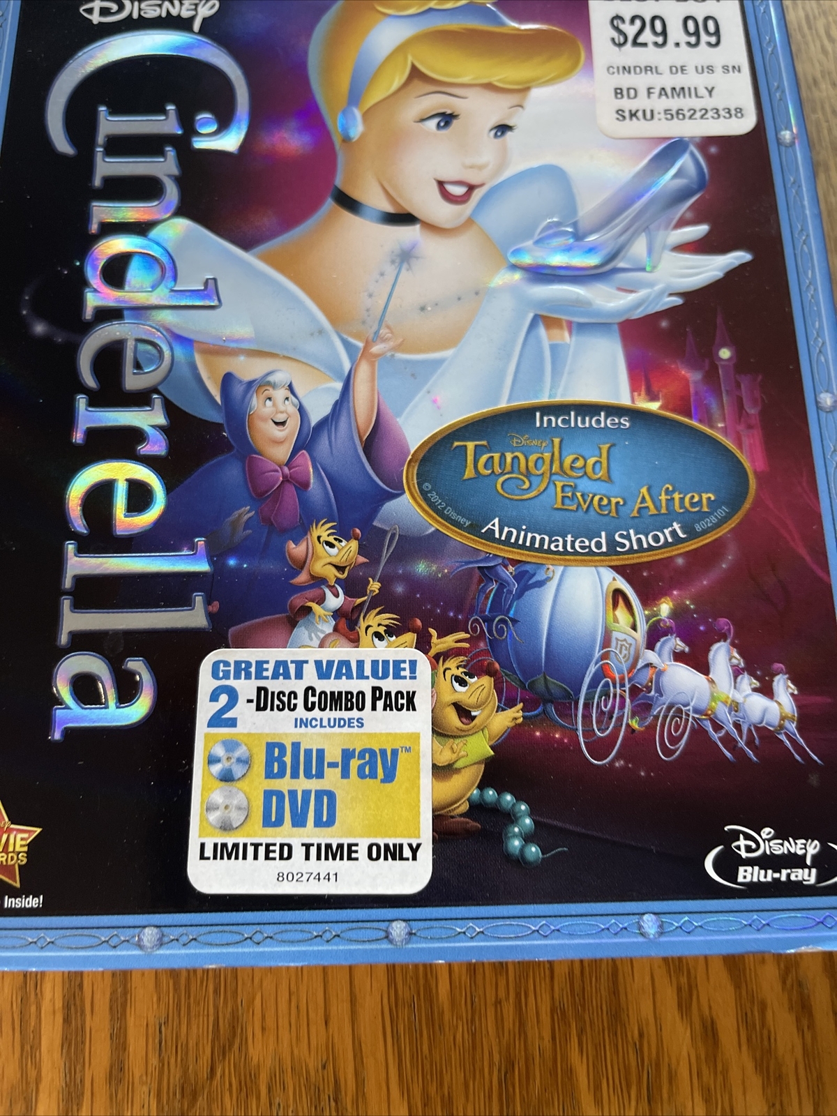 Disney Cinderella Blu-ray & DVD Movie Diamond Edition With Slipcover ...