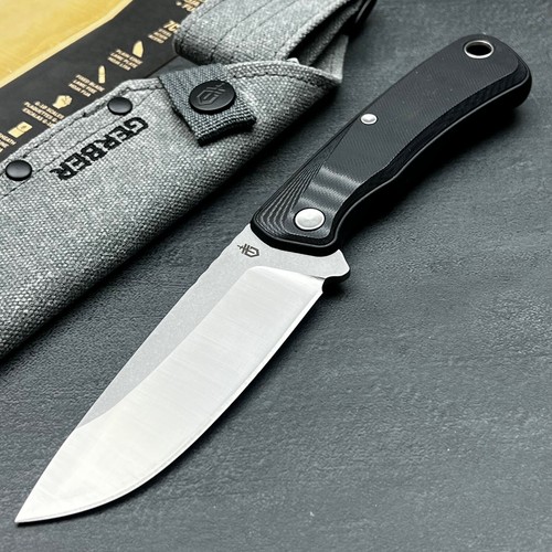 GERBER Downwind Drop Point Fixed Blade Full Tang Hunting Knife with ...