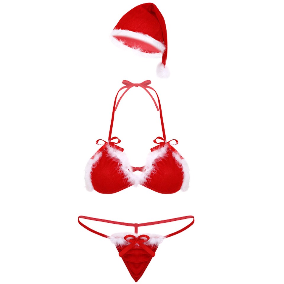 Sexy Ladies Christmas Bikini Set Mrs Santa Costume Babydoll Fancy ...