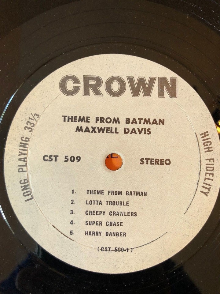 Batman's Theme Rare Vintage 12" Vinyl LP Record Cst 509 33 1/3 Crown ...