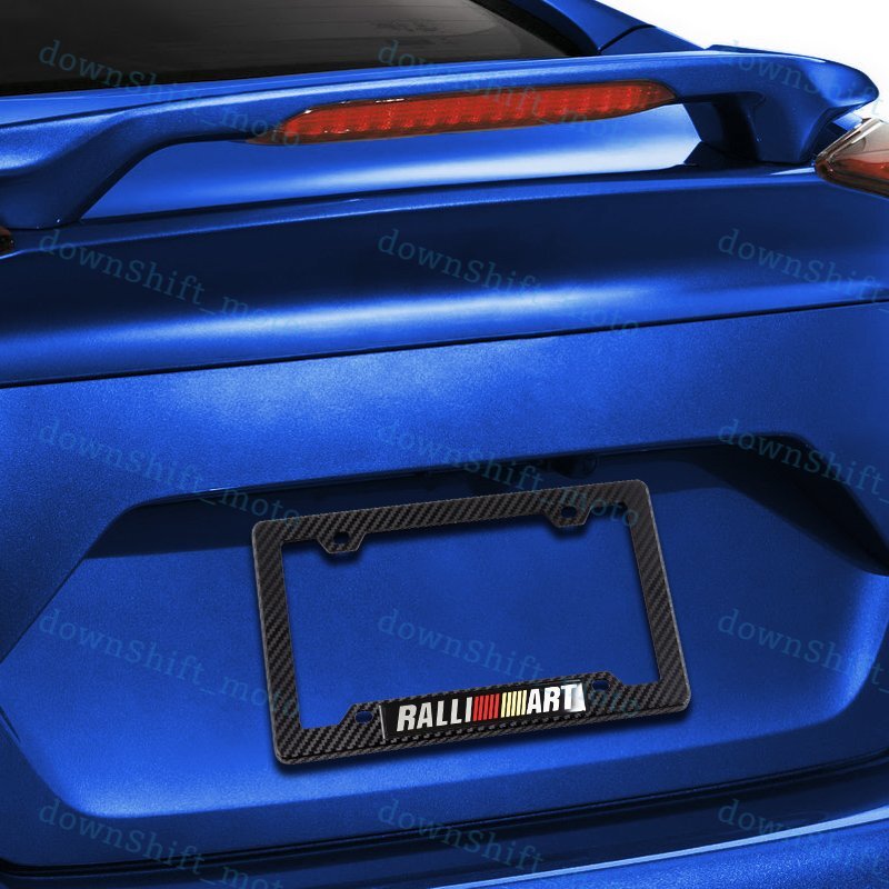 2 PC RALLIART Car Emblem w/ABS License Plate Tag Frame for Mitsubishi ...