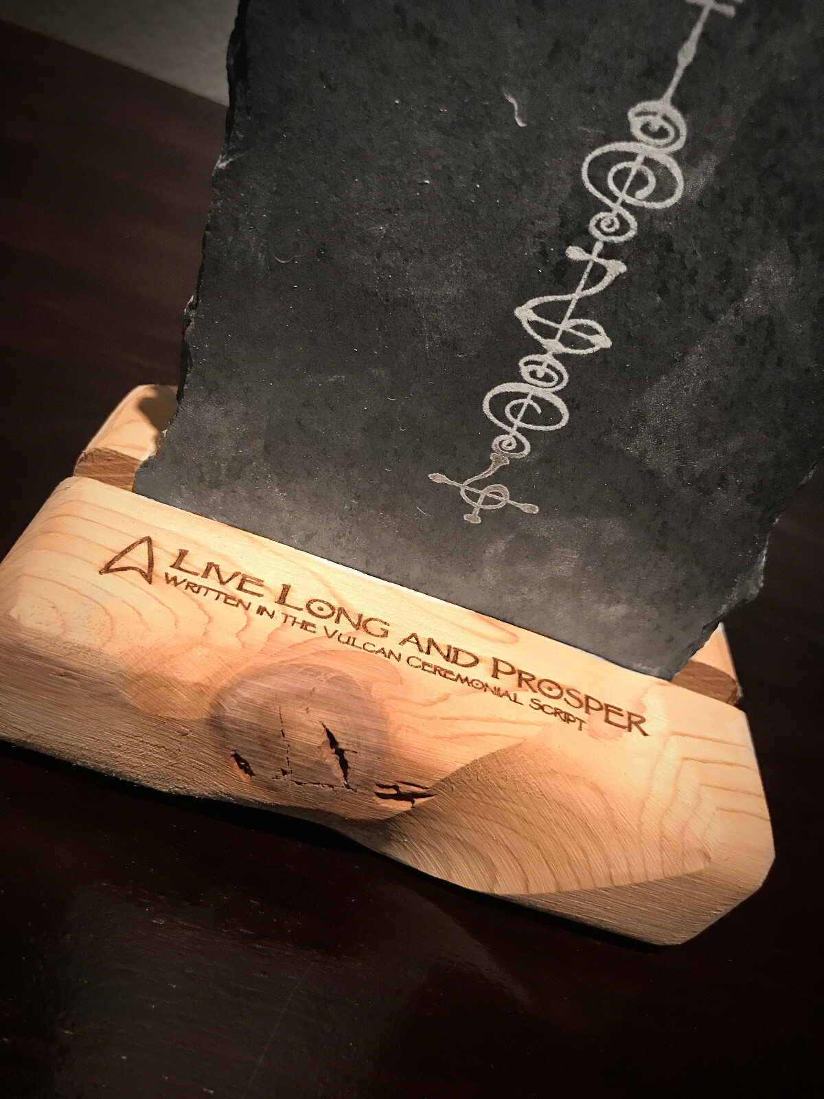 Vulcan Script Live Long and Prosper Spock Star Trek on Black Stone ...