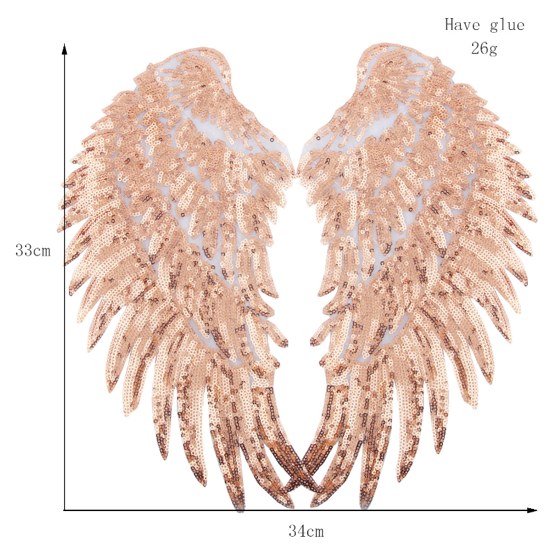 1Pair DIY Wings Sequins Applique Patches Iron on Sew Craft Fashion ...