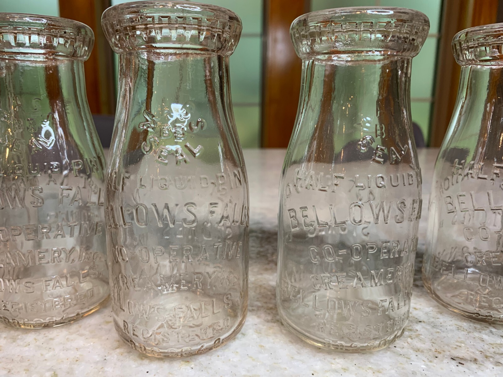 Set 6: Bellow's Creamery Bellow Falls VT Milk Glass Bottles Boston ...