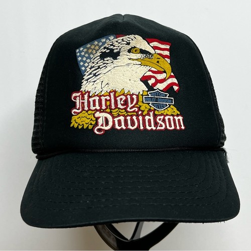 Vintage 80s Harley Davidson Hat Screaming Eagle Trucker RARE Mesh Black SnapBack | eBay