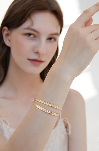 Dainty Gold Double Layer Bangle Bracelets For Women Adjustable Minimalist Small | eBay