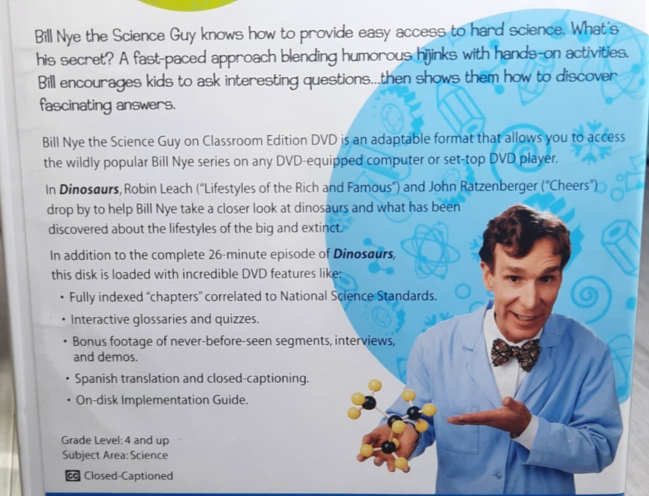 Bill Nye the Science Guy Dinosaurs DVD Disney 786936803471| eBay