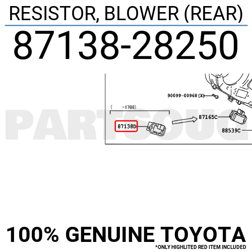 8713828250 Genuine Toyota RESISTOR, BLOWER (REAR) 87138-28250 | eBay