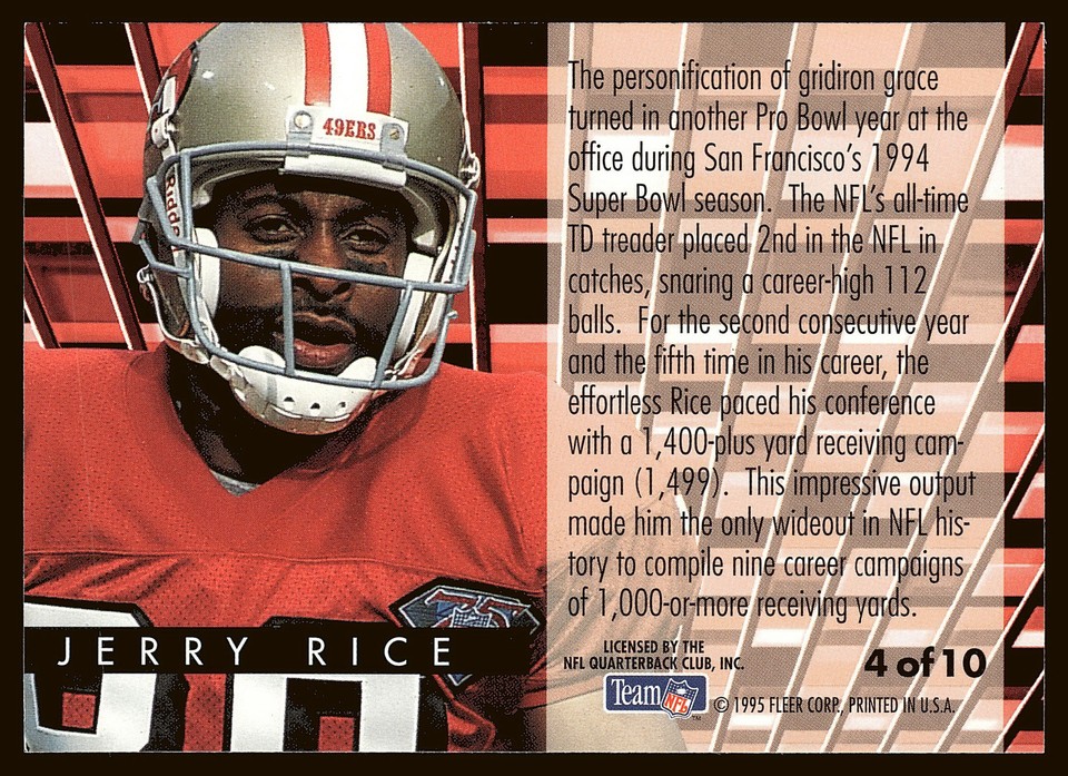1995 Fleer Jerry Rice #4 Gridiron Leaders | eBay