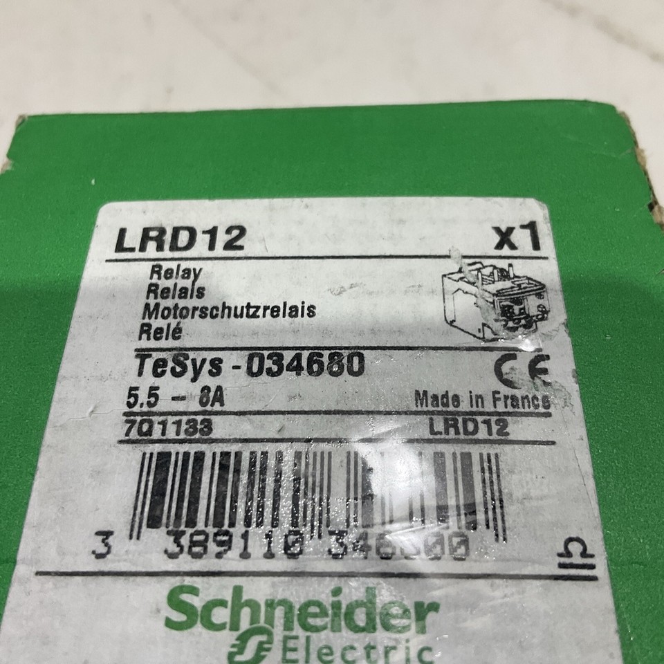 SCHNEIDER ELECTRIC LRD12 TESYS 034680 OVERLOAD RELAY 5.5-8A U3S | eBay