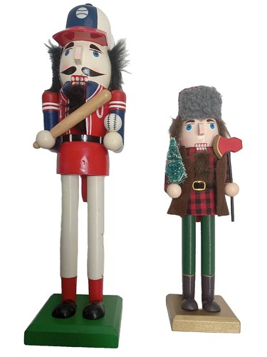 Wooden Nutcrackers 14" Baseball Player & 10"Hatchett Holding Nutcracker ...