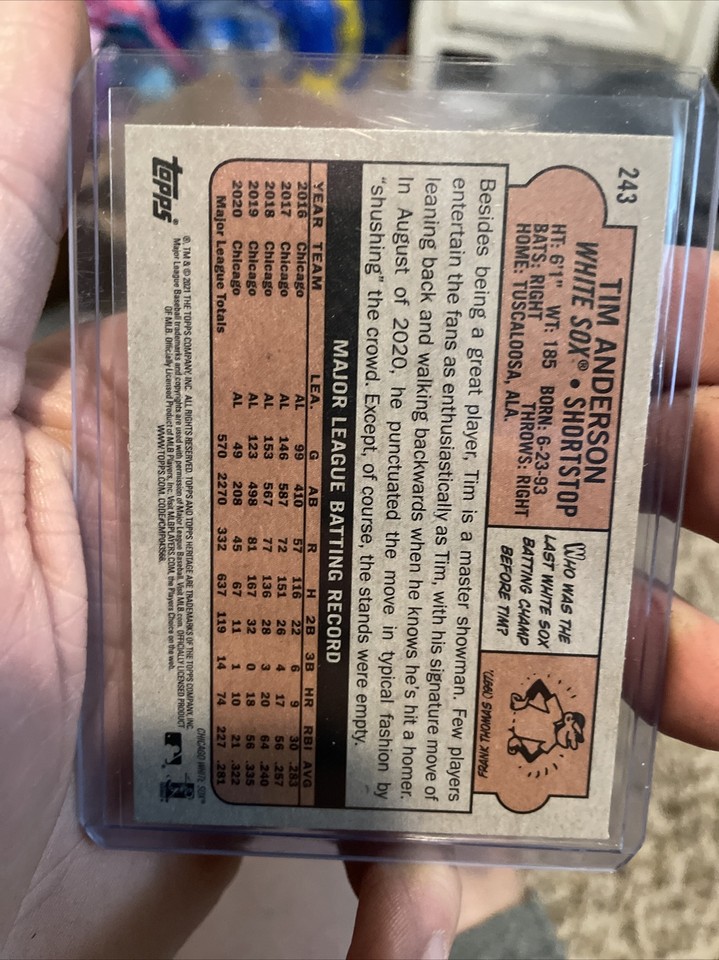 2021 Topps Heritage Chrome Purple Tim Anderson White Sox #243 | eBay