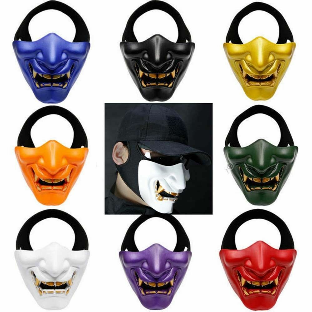 Monster Kabuki Samurai Half Face Tactical Airsoft Evil Hannya Oni Noh ...