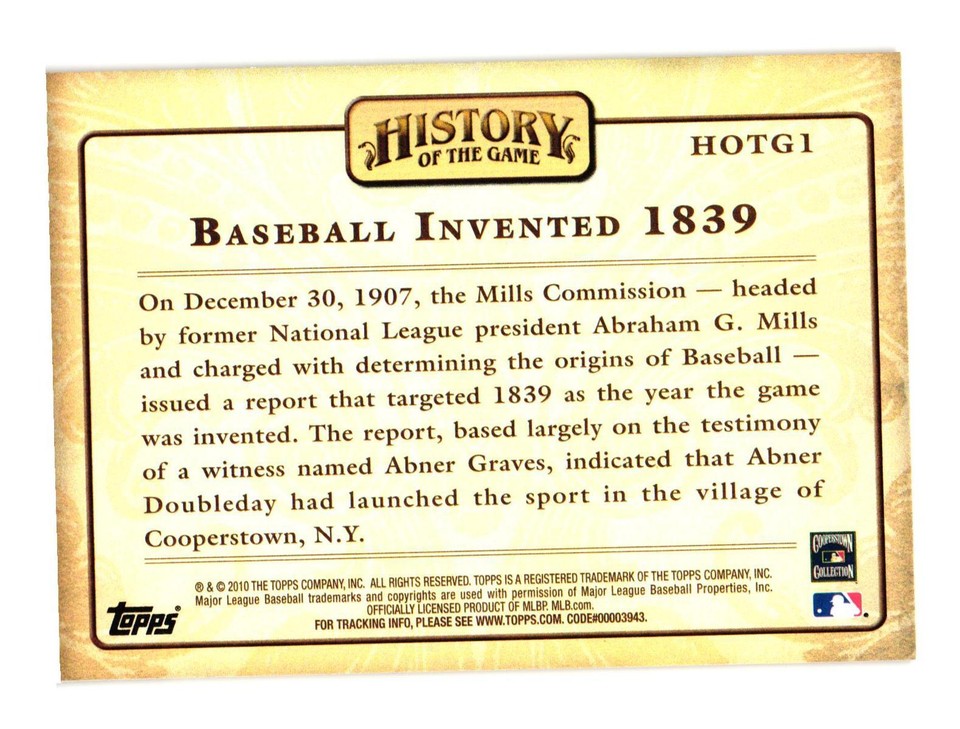 2010 Topps #HOTG1 Baseball Invented | eBay