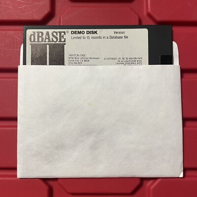 dBASE II Demo Disk IBM Compatable SD 8” Floppy Pre Owned Untested ...