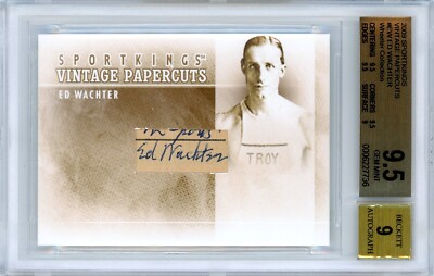2009 SPORTKINGS VINTAGE PAPERCUTS - 1/1 ED WACHTER CUT SIG! - BGS 9.5 ...