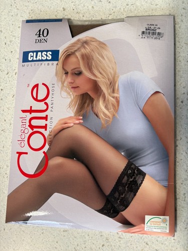 CONTE Stockings Class 40 Den | Thick Lace Silicone Top Stay Ups Size 3-4 Bronze | eBay
