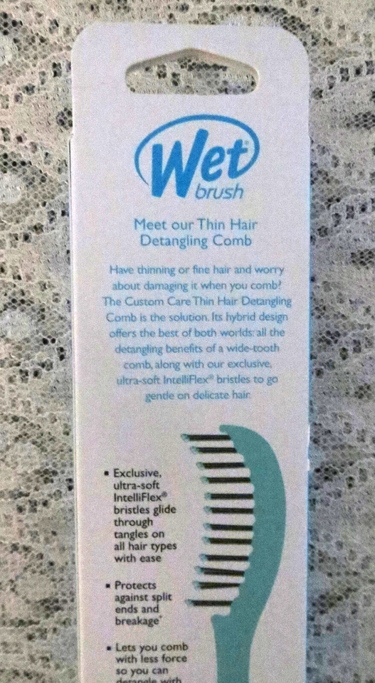 Wet Brush CUSTOM CARE FINE or THIN HAIR DETANGLING HYBRID COMB NEW/pkg ...