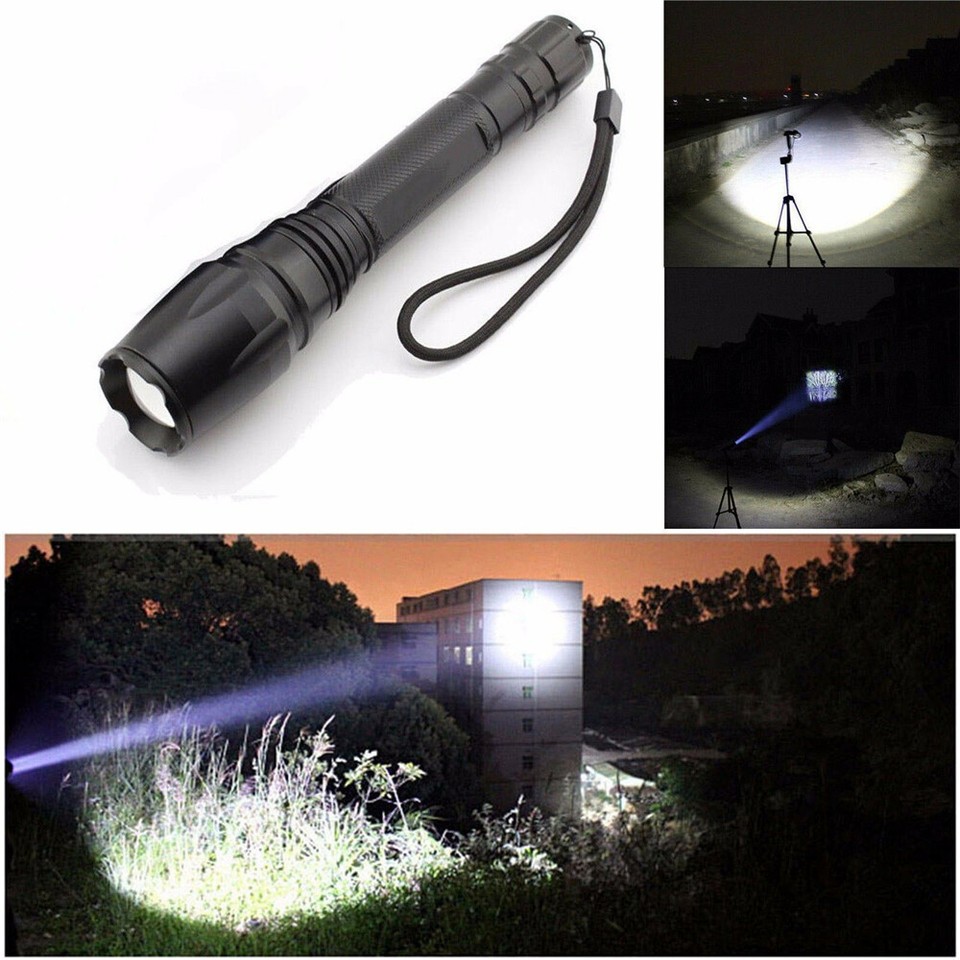 Powerful Super Bright LED Flashlight Rechargeable Hand Torch Lamp Light ...