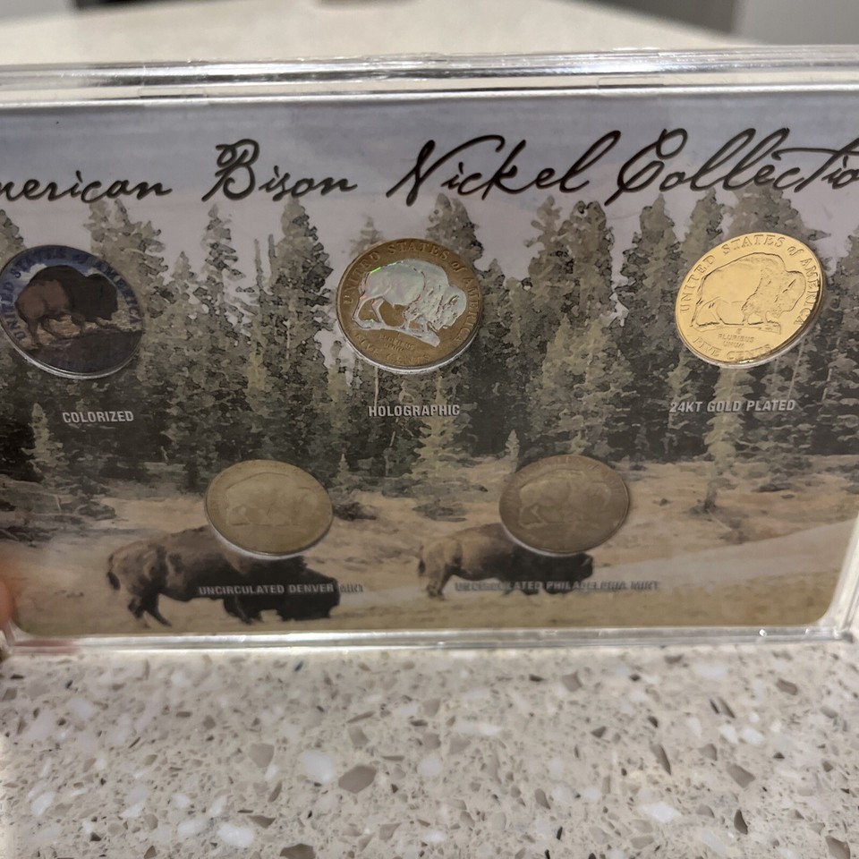 2005 American Bison Nickel Collection 5 Coin Set-Hologram, 24K Gold ...