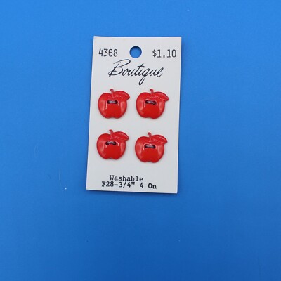 Vintage Lot of 4 Novelty Red Apples 3/4 inch Buttons Boutique 4368 ...