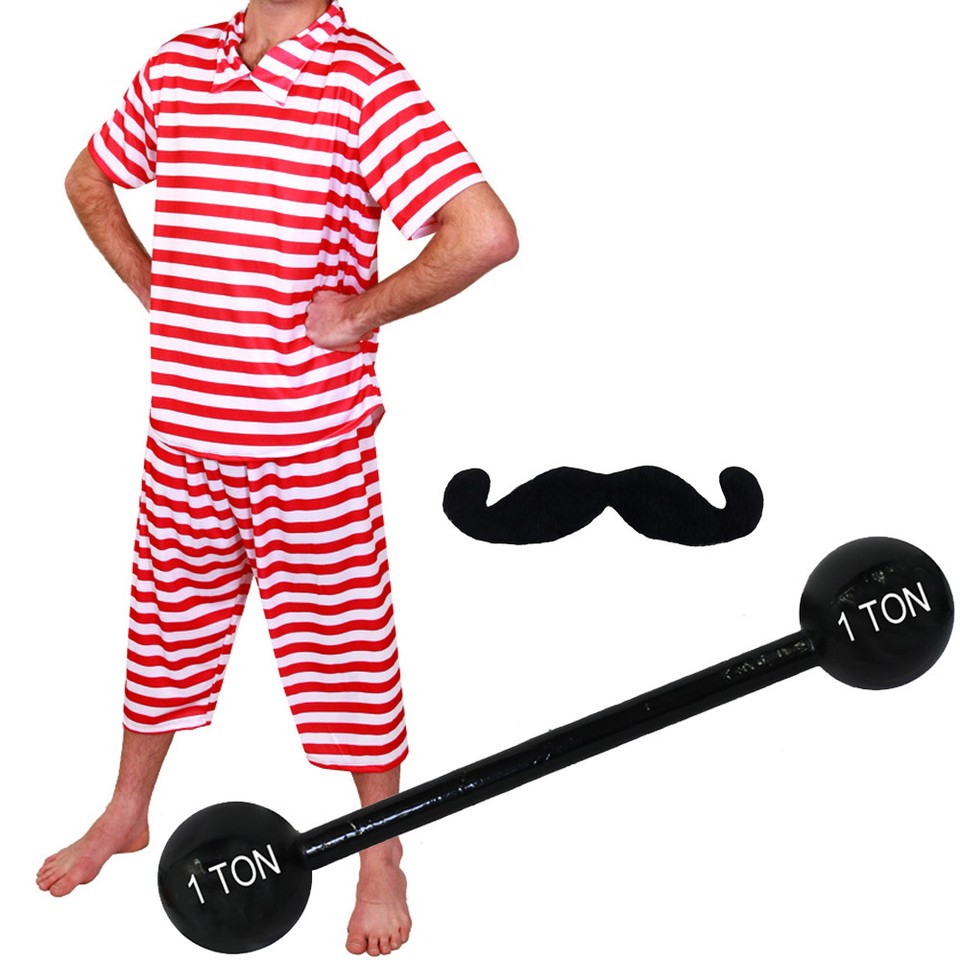 MENS CIRCUS VICTORIAN STRONGMAN COSTUME OLD TIME WEIGHTLIFTER FANCY ...