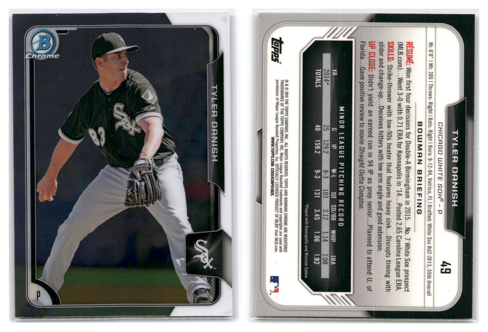 2015 Bowman Chrome Draft #49 Tyler Danish - Chicago White Sox | eBay
