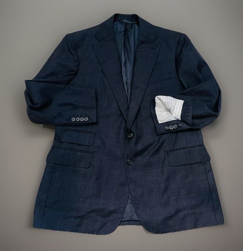 Bespoke Domenico Spano Gray Royal Blue Window Pane Suit 42 R Made In ...