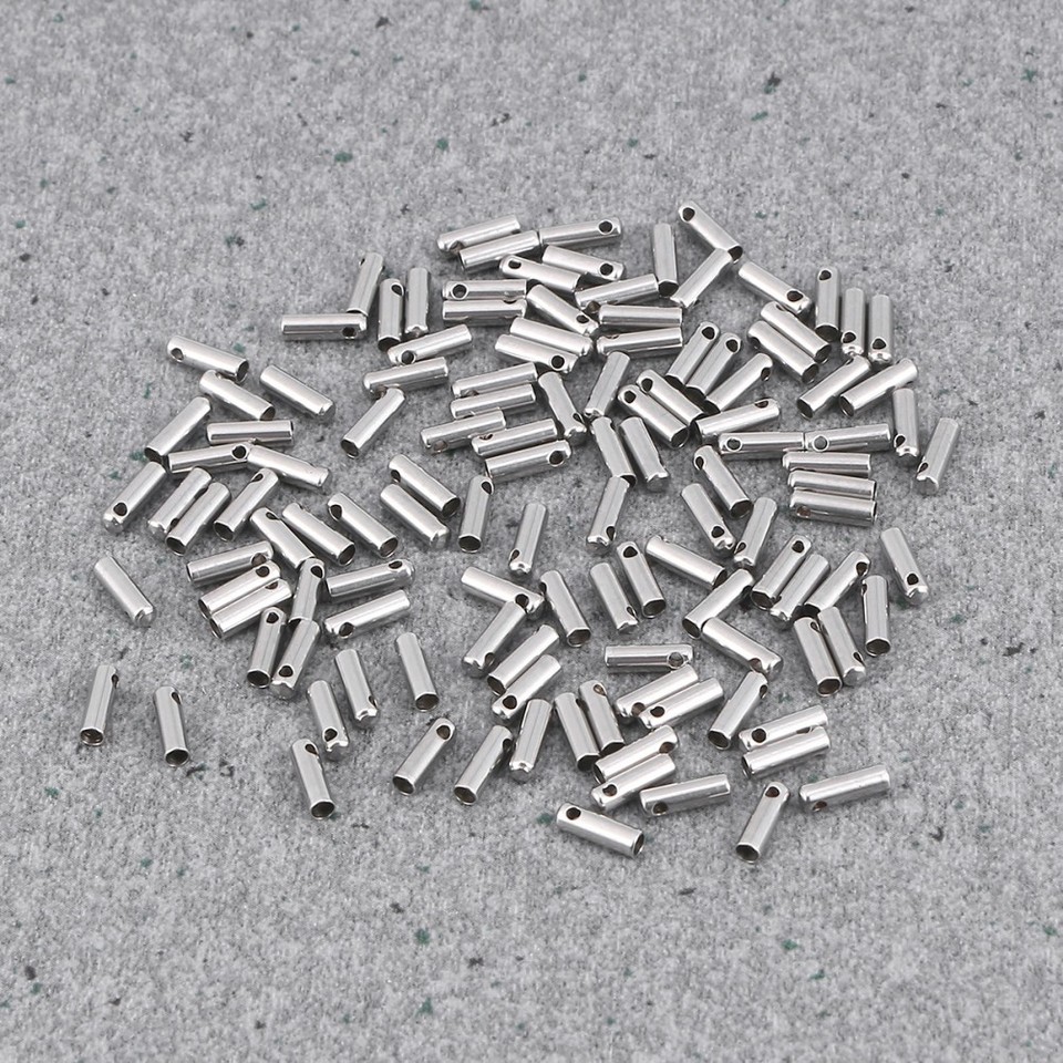 100Pcs Stainless Steel Chain Connector Jewelry Making Cord Ends Bead ...