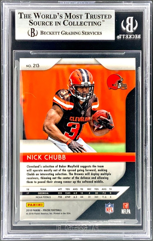 2018 Panini Prizm #213 - Nick Chubb RC - BGS 9 - Cleveland Browns ...