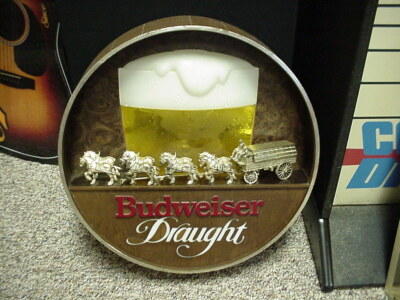 Budweiser draft light up hanging barrel with clydsdale team | eBay