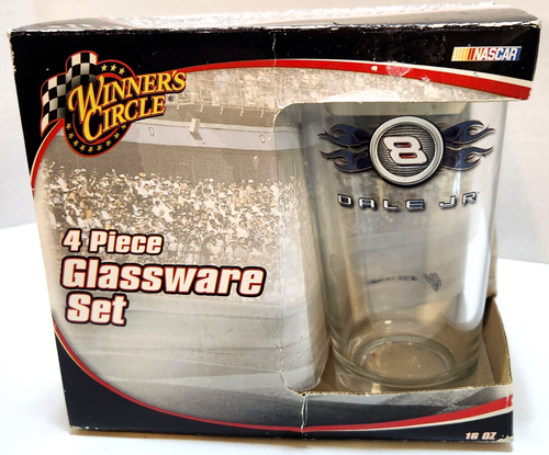 New Dale Earnhardt JR 4 Piece Glassware Set WINNERS CIRCLE Pint Glasses ...