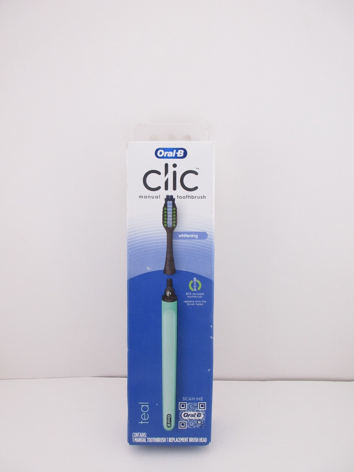Oral-B Clic Manual Toothbrush, Teal, 1 toothbrush & 1 Replaceable Brush ...