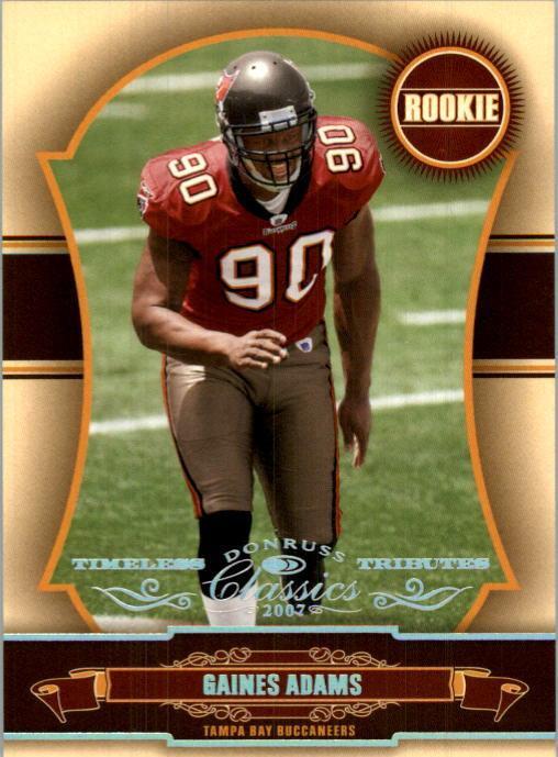 2007 Donruss Classics - Rookie Gaines Adams #198 Timeless Tributes ...