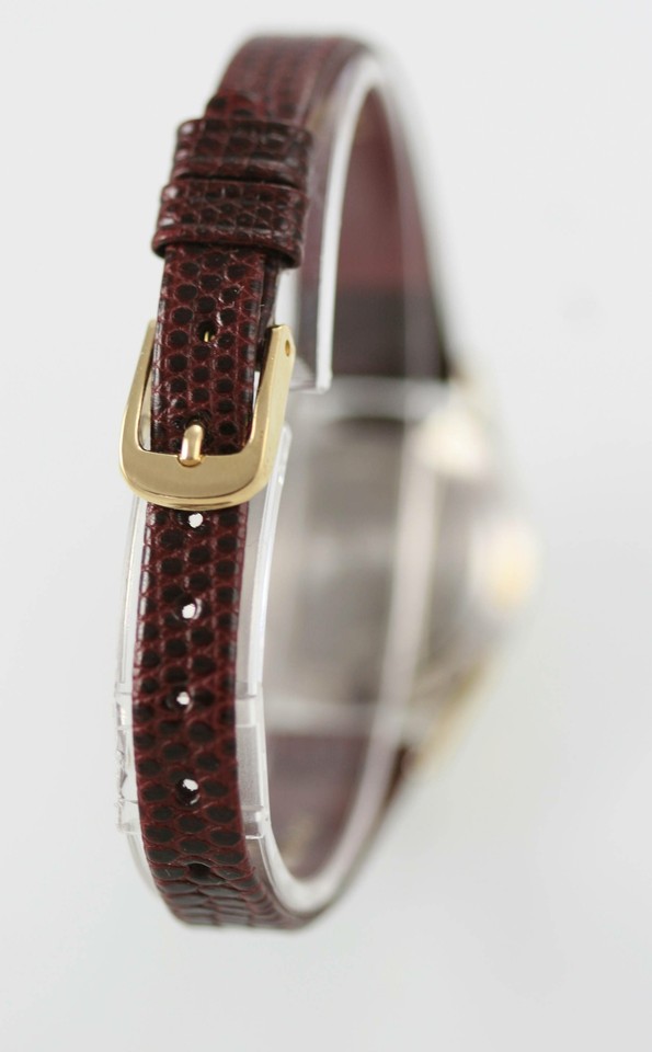 Regency Watch Womens Silver Gold Stainless Maroon Leather 30m Batt ...