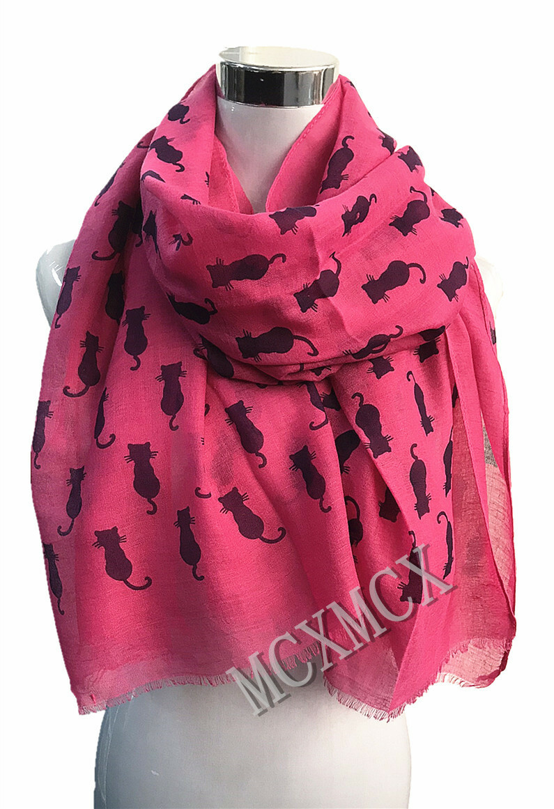 CHEERFUL CAT PRINT SCARF FASHION LOVELY CATS SCARF | eBay UK
